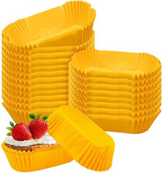 Generic 1000 St&uuml;ck fettdichte ovale Cupcake-Einlagen, Einweg-Cupcake-Einlagen zum Backen, antihaftbeschichtete Backf&ouml;rmchen, Cupcakes Liner (Gelb-S)