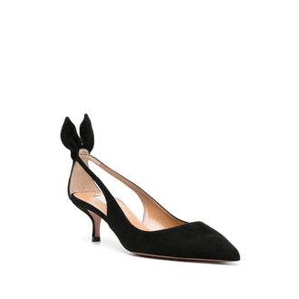 Aquazzura Bow-Detail Suede Pump - Black