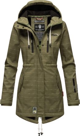 Marikoo Damen Softshelljacke (XS-3XL) mit Kapuze - Wasserabweisend, Fleece innen, Tasche am Arm, Mantel, Warme Jacke Frauen B614 (XS, Olive-wL)