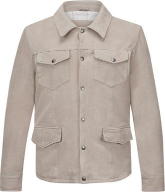 Milestone Herren Lederjacke grau Ziegenvelours