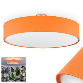 HOFSTEIN Deckenleuchte Foggia, Deckenlampe aus Metall/Stoff/Kunststoff in Nickel-matt/Orange/Wei&szlig;, runde Leuchte im modernen Design (&Oslash; 60 cm), E27, Esszimmer, 