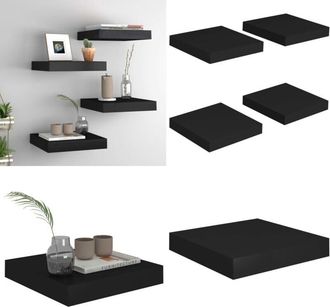vidaXL Vidaxl - Schwebende Wandregale 4 Stk. Schwarz 23x23,5x3,8cm mdf - Schwebendes Regal - Wandregal Schwarz - Regalset - Wohnraumdeko - M&ouml;bel F&uuml;r Die