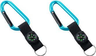 Munkees 2 x Schl&uuml;sselanh&auml;nger Karabiner-Haken mit Band + Kompass, 3228, Blau, Doppelpack, 322869