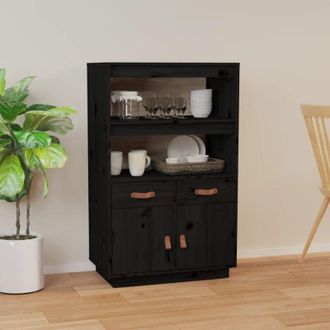 vidaXL Buffet haut Noir 67x40x108,5 cm Bois massif de pin - Vidaxl