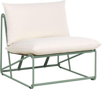 Beliani Chaise Basse en M&eacute;tal Assise Large avec Coussins dAssise et Dossier Mobilier Int&eacute;rieur et Ext&eacute;rieur Sans Accoudoirs Jardin Vert Pico