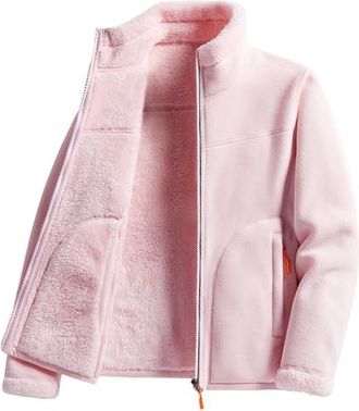 Generic Veste polaire tendance double usure &eacute;paisse en polaire corail style cardigan pour femme veste chaude, rose, M