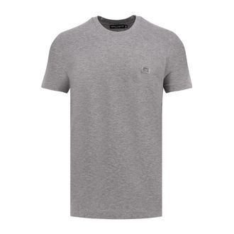 Dolce & Gabbana Baumwoll-T-Shirt mit Metalldetail-Logo - - Tops - Herren - Grau - S