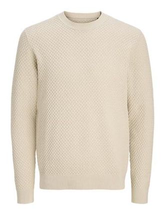 Jack & Jones Jprblubarkley Knit Crew Neck Ch, Beige, S Homme