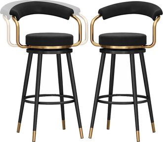 Generic Samt-Barhocker, Thekenh&ouml;he, 360&deg; drehbare Barhocker mit R&uuml;cken- und Fu&szlig;st&uuml;tze, K&uuml;chen-, Pub-, Caf&eacute;-, ESS- und K&uuml;cheninsel-Barhocker, 136 kg