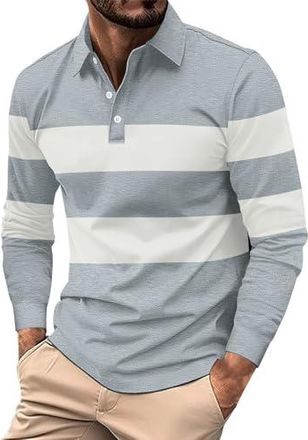 Generic T-shirt &agrave; rayures pour homme 2026 automne 2026 nouveau t-shirt d&eacute;contract&eacute; &agrave; manches longues et revers ray&eacute; pour entra&icirc;nement int&eacute;rieur et ext&eacute;rieur, 