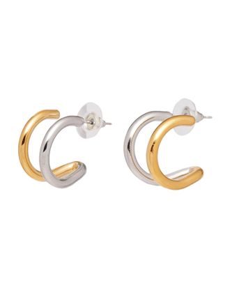 8 by YOOX DOUBLE RING GOLDEN AND SILVER HOOPS