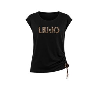 Liu Jo Femme, Tops, Noir, Taille: 38 FR T-Shirt en jersey avec cordon de serrage Va6047