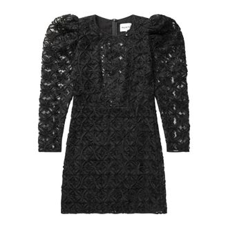 Munthe Elegantes schwarzes Kleid mit floraler Stickerei - - Dresses - Damen - Schwarzk - M