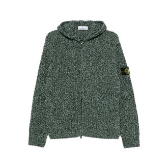 Stone Island Moulin&eacute; Baumwoll-Chenille-Rei&szlig;verschluss-Kapuzenpullover - - Knitwear - Herren - Gr&uuml;n - M