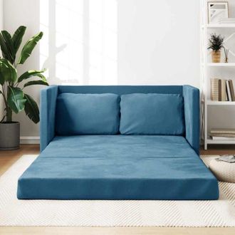 vidaXL Bodensofa mit Schlaffunktion Blau 122x204x55 cm Samt - Vidaxl