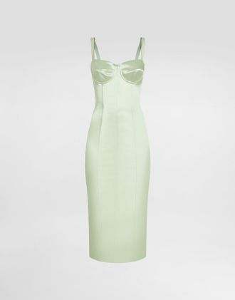 Dolce & Gabbana Stretch Satin Dress - Frau Kleider Green Satin 44