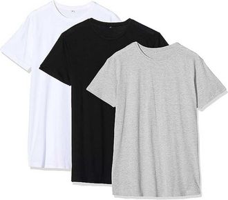 Build Your Brand Herren Shaped Long Tee 3-Pack T-Shirt, Mehrfarbig (Blk/H.Grey/Wht 02227), XXL