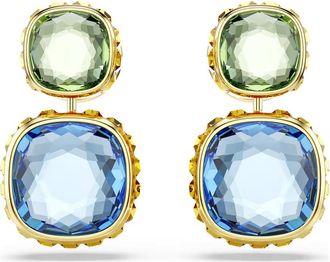 Swarovski Chroma Drop-Ohrh&auml;nger Kissenschliff, Mehrfarbig, 18k vergoldet