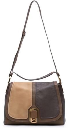 Fendi Hobo Bags - Calfskin Colorblock Anna Satchel - Gr. unisize - in Braun - f&uuml;r Damen