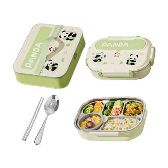 Generico Lunchbox-Set aus Edelstahl - niedliche Lunchbeh&auml;lter f&uuml;r Kinder mit Utensilien | Schule, B&uuml;ro, Arbeit, Reisen, Picknick, Camping, Outdoor, Wandern, Ha