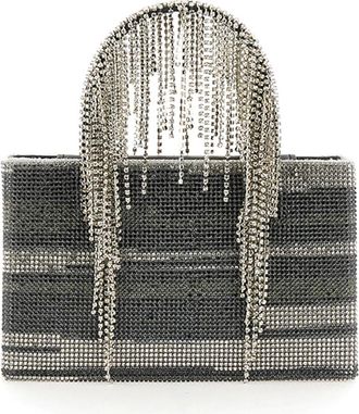 Kara Femme, Sacs, Gris, Taille: ONE Size Crystal Mesh Midi Fringe Tote