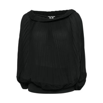 Junya Watanabe Oberteil mit R&uuml;schenbesatz und Falten - - Tops - Damen - Schwarzk - S