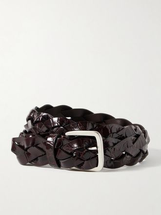 Proenza Schouler Ceinture En Cuir Glacé Effet Croco Tressé - Marron