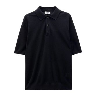 Filippa K Schwarzes Mesh Polo Shirt - - Tops - Herren - Schwarzk - XL