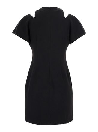 Federica Tosi Womens Dress Cut-Off V-Neck Black Cady Polyester
