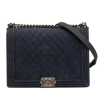 Chanel Sac bandouli&egrave;re Chanel Boy Grand Mod&egrave;le Pre-owned - Femme - Pre-owned - Bleu - Taille: ONE Size
