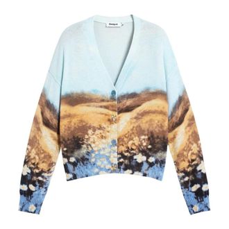 Desigual Femme, Pulls, Multicolore, Taille: 42 FR Landscape Cardigan Sweater