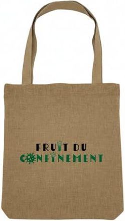 Fabulous Sac Shopping Tote Bag Aspect Lin - Fruit du Confinement B&eacute;b&eacute; Nouveau n&eacute; - Sac de Courses Toile Epaisse 360g Beige Naturel Cabas Port&eacute; Epaule Solide Im