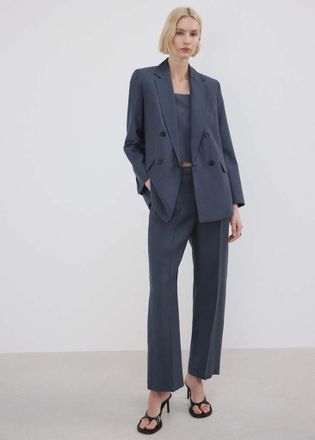 Mango Blazer de costume droit Lyocell bleu - Femme - XXS - MANGO