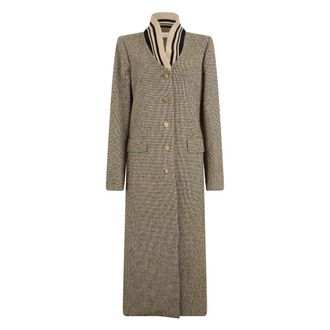 Dries Van Noten Einkn&ouml;pfiger langer Mantel mit Mikrodruck - - Coats - Damen - Beige - XL