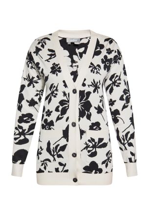 Usha Strickjacke Damen wollwei&szlig; schwarz