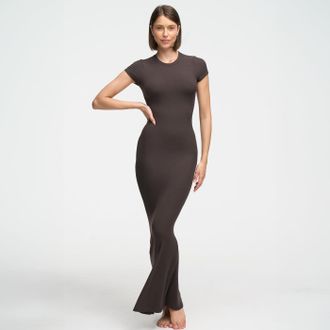 creamy fabrics Ribbed T-Shirt Maxikleid