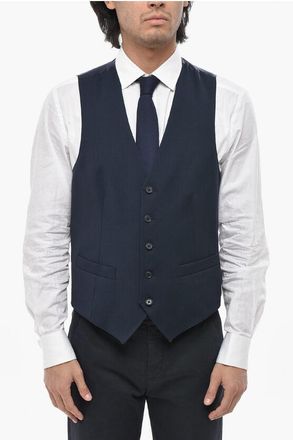 Corneliani CC COLLECTION Solid Color Waistcoat with Martingale size 52