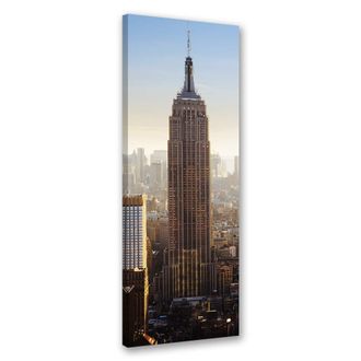 Feeby Vlies Leinwandbild NYC USA 40x120 cm Druckbild Wandbild Wanddekoration Deko Wand Aesthetic Empire State Building Beige
