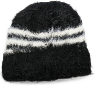 Yohji Yamamoto Logo-Embroidered Striped Knit Beanie - Black
