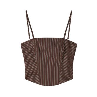 Patrizia Pepe Femme, Tops, Brun, Taille: 40 FR Popeline Stretch Bustier Top