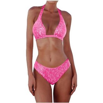 Generic Bikini Sexy Femme Maillot de Bain Maillot de Bain Femme Paillettes, Bikini Triangle Sexy et Brillant, Parfait pour la Plage ou Les Vacances