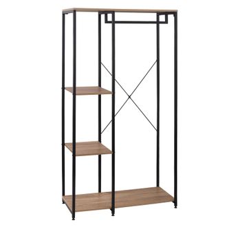 Woltu Kleiderst&auml;nder Organisiert Garderobenst&auml;nder W&auml;schest&auml;nder offener Kleiderschrank mit 4 Ablagen f&uuml;r Schlafzimmer Flur, Holz und Stahl