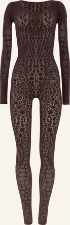 Wolford Hose Reptile Net Jumpsuit braun
