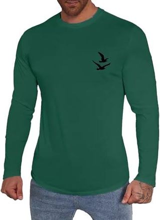 Generic Chemises &agrave; manches longues d&eacute;contract&eacute;es pour homme - Col rond - L&eacute;g&egrave;res et respirantes - Hauts confortables pour le printemps et lautomne - 2026, Ver