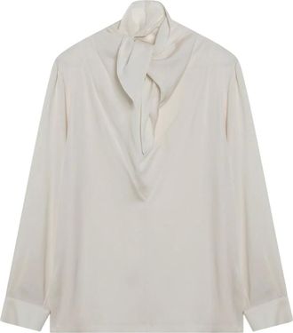 Max Mara Femme, Blouses et Chemises, Beige, Taille: 38 FR Blouse en Charmeuse de Soie