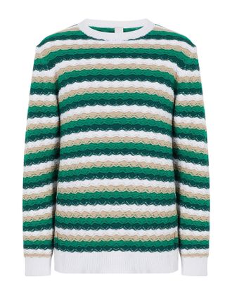 8 by YOOX COTTON BLEND MULTICOLOR CREWNECK JUMPER