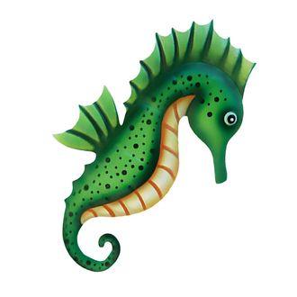 NUOBESTY Punktmuster Seepferdchen aus Metall Wandskulptur f&uuml;r Garten und Kosmetikstudio Wanddeko aus Eisen Zuf&auml;llige Farbe