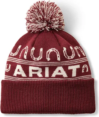 Ariat Womens Apres Ski Beanie Hat in Burgundy, Size OS, by Ariat