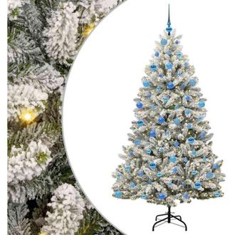 vidaXL K&uuml;nstlicher Weihnachtsbaum Gr&uuml;n und Wei&szlig; 180 cm PVC und Metall vidaXL