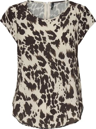 Only Damen Onlvic S/S AOP Top Noos WVN, Black, 38